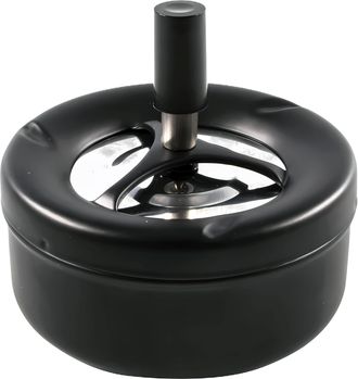 ECO ASCHENBECHER Ø11cm aus Edelstahl Schwarz matt Drehaschenbecher Druckaschenbecher Windaschenbecher Ascher 1