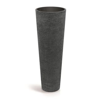 Prosperplast Tubra Blumentopf, rund, schmal, hoch, &Oslash;48 x 135 cm, Schwarz, Granit