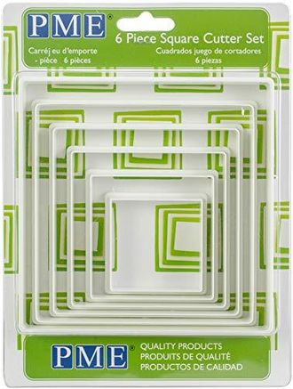 PME PNS4 Lot de 6 Emporte Pi&egrave;ces Carr&eacute;s, Plastique, Blanc, 12.6 x 1 x 12.6 cm PNS4