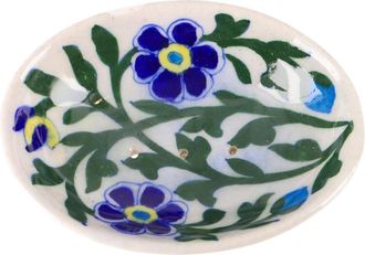 Guru Shop Handbemalte Keramikseifenschale - Modell 8, 3x13x10 cm