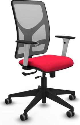 Piqueras y Crespo B&uuml;rostuhl rot mit wei&szlig;en und schwarzen Armlehnen, h&ouml;henverstellbare Lendenwirbelst&uuml;tze, ausgestattet mit Syncro/Traslack und Schneideschaum, Grau/Rot