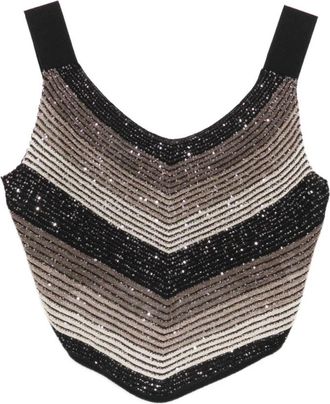 D.exterior Femme, Tops, Multicolore, Taille: 38 FR Haut &agrave; Sequins Ray&eacute; &agrave; Bretelles