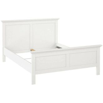 Dmora Dmora - Doppelbett Christelle, Struktur des Lagerbetts, Sommier mit Abdeckung, Bettrahmen aus Stoff, 213x172 h110 cm, Wei&szlig;