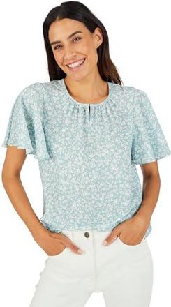 Damart Blouse Cr&ecirc;pe Reli&eacute;f&eacute;, Femme, Col Rond, Vert Fleuri, 46
