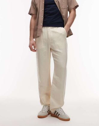 Lacoste Hose aus Webstoff in Ecru mit geradem Schnitt-Neutral