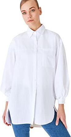Trendyol Bras Blanc à larrière-Chemise tissée de Base détaillée T-Shirt, 44 Femme
