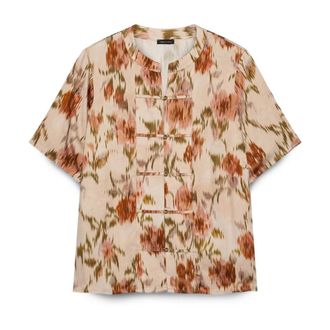Fiorella Rubino Femme, Blouses et Chemises, Beige, Taille: 52 FR Blouse en viscose satin&eacute;e