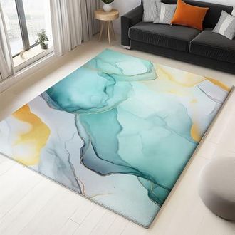 Generic Tapis Salon Marbre Abstrait, Tapis Multicolore Lavable en Machine - Moquette Doux &agrave; Poils Courts et Antid&eacute;rapant 80 x 150 cm pour Salon Chambre Salle 