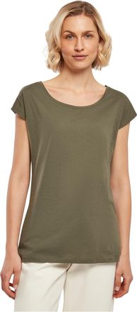 Build Your Brand Damen T-Shirt Ladies Wide Neck Tee, Farbe Olive, Größe 5XL