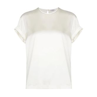 Brunello Cucinelli Femme, Blouses et Chemises, Blanc, Taille: 40 FR Top en Soie