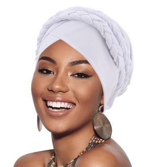 Dreshow 1 St&uuml;ck Afrikanischer Damen Turban Doppelt Geflecht Kopfbedeckung Kopft&uuml;cher Chemo Kappe Vorgebunden Beanie M&uuml;tze Kopfwickel Schlafm&uuml;tze