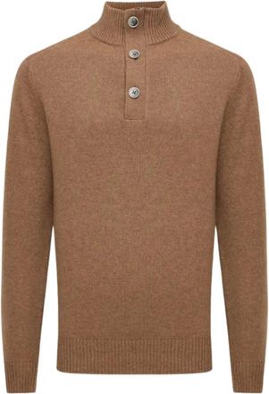 Gentiluomo Buttoned Turtle Zip - - Knitwear - Herren - Braun - L
