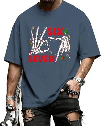 Generic Funny Six Seven 67 Meme Shirt Squelette Main de No&euml;l Six Seven T-shirt graphique &agrave; manches courtes Streetwear Daily, noir fonc&eacute;, XXL