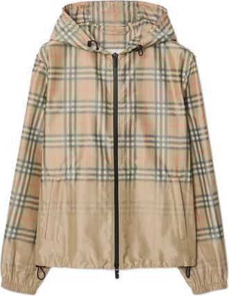 Burberry Homme, Vestes, Beige, Taille: M Veste &agrave; Capuche &agrave; Carreaux D&eacute;grad&eacute;s