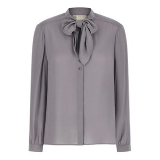 Tory Burch Georgette Bluse mit Schleife - - Blouses & Shirts - Damen - Grau - L