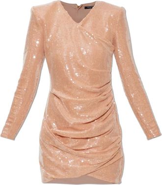 Balmain Femme, Robes, Rose, Taille: 38 FR Robe &agrave; Sequins Avec Drap&eacute;
