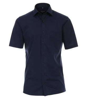 Casamoda Kurzarmhemd CASAMODA, Herren, Gr. 39, N-Gr, blau (dunkelblau), Web, Obermaterial: 100% Baumwolle, unifarben, regular fit h&uuml;ftbedeckend, Rundhals, Hemd