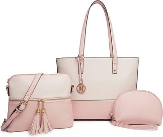 Miss Lulu Handtasche Damen Set Henkeltasche Sets große Frauen Shopper Bag Umhängetasche mit Quaste Geldbörse mit verstellbare Schulterrie handbags for women für