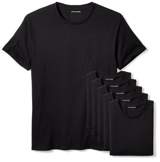 Amazon Essentials Herren Rundhals-Unterhemden aus Baumwolle, vielseitige Soft Basics, 6er-Pack, Schwarz, XXL