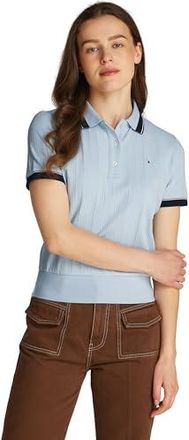 Tommy Hilfiger Polo Manches Courtes Femme Regular Fit, Bleu (Breezy Blue), L