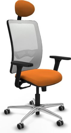 Piqueras y Crespo Zulema Center Center Stuhl mit 3D-Armen, h&ouml;henverstellbarer Lendenwirbelst&uuml;tze und festem Kopfteil, ausgestattet mit 3 Positionen, Wei&szlig;/Orange