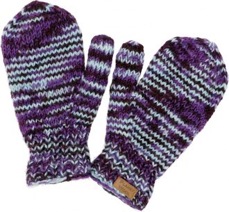 Guru Shop Handgestrickte Fausthandschuhe, Wollhandschuhe, Handschuhe, Fauster - Lila/hellblau, Herren/Damen, Wolle
