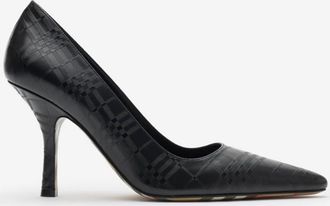 Burberry Lederpumps Dame mit geprägtem Karomuster und hohem Absatz, Size: 37.5