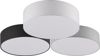 Trio Leuchten LED Deckenleuchte Lugano 621910317, Stoffschirme Wei&szlig;/Schwarz/Grau, inkl. 38 Watt LED, Switch Dimmer