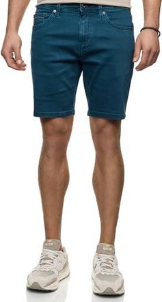 Indicode Short en jean INSymon pour homme avec 5 poches, short pour homme, bleu sarcelle, XL