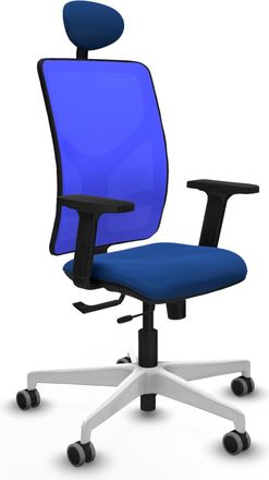 Piqueras y Crespo Arbeitsstuhl mit Rollen, 2D-Arme, h&ouml;henverstellbare Lendenwirbelst&uuml;tze und festes Kopfteil, ausgestattet mit Syncro/Traslack und Schneideschaum, Blau/