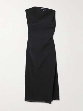 Jacquemus The Drapeado Minikleid Aus Einer Baumwollmischung - Schwarz
