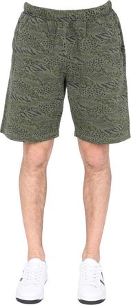 Kenzo Animal Print Cotton Bermuda Shorts - Brown