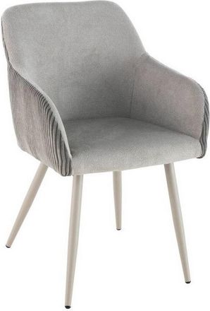 Livetastic Armlehnstuhl Cord, Grau, Holz, Metall, Textil, Pappel, Sperrholz, Rundrohr, 54x84x60 cm, Stühle