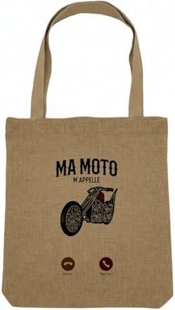 Fabulous Sac Shopping Tote Bag Aspect Lin - Ma Moto MAppelle Passion R&eacute;tro Cruiser - Sac de Courses Toile Epaisse 360g Beige Naturel Cabas Port&eacute; Epaule Solide 
