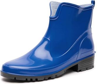 Ladeheid Bottes en Caoutchouc pour Femmes Courtes Bottines Imperméables Bottes de Pluie Élégantes et Confortables LA-930 (Bleu, 38 EU)