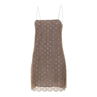 Rotate Rotate Birger Christensen, Femme, Robes, Brun, Taille: 38 FR Scalloped Sequin Mini Dress