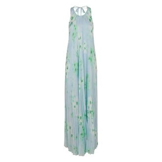 Pinko Pinko, Femme, Robes, Vert, Taille: 38 FR Robe Plissée Florale avec Fermeture à