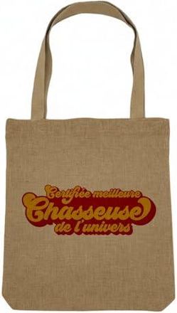 Fabulous Sac Shopping Tote Bag Aspect Lin - Certifi&eacute;e meilleure Chasseuse de lunivers Chasse Gibier Nature - Sac de Courses Toile Epaisse 360g Beige Naturel Ca