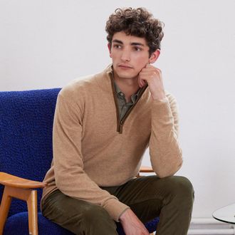 Bexley Keithy - Pull homme beige fonc&eacute; chin&eacute;