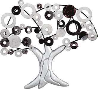 Gilde Wandrelief Metall silberfarben Baum 79x89x6 cm Wanddeko Kunst Dekoration Wohnzimmer