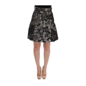Dolce & Gabbana Femme, Jupes, Noir, Taille: 32 FR Jupe droite &eacute;l&eacute;gante noire argent&eacute;e &agrave; fleurs