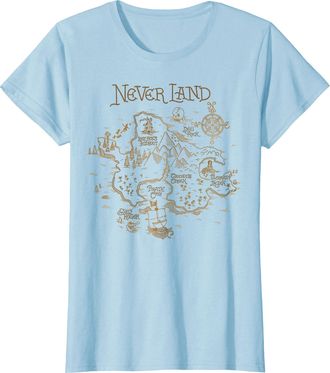 Disney Peter Pan Never Land Map And Compass T-Shirt