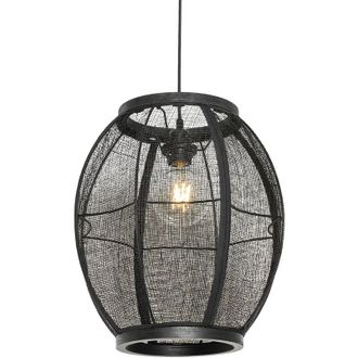 QAZQA Rob - Suspension - 1 lumi&egrave;re - &oslash; 35 cm - Noir - Oriental - &eacute;clairage int&eacute;rieur - Salon i Chambre i Cuisine i Salle &agrave; manger - Qazqa