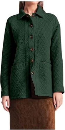 Generic 2026 Vestes matelass&eacute;es pour femmes - Chemise boutonn&eacute;e &agrave; manches longues - Manteau dautomne et dhiver avec grandes poches, Vert, M