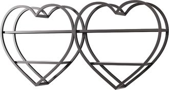 Generic Weinregal Metall, Spirituosenregal zur Wandmontage, Herzförmiges Design, Doppellagige Aufbewahrung, für Hausbar, Küche und Wohnzimmer(Black)