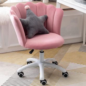 Generic Samt-Schreibtischstuhl Mit Muschelr&uuml;cken - Verstellbarer Drehstuhl for Das Heimb&uuml;ro Oder Den Schminktisch(/Pink a)