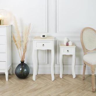 The Home Deco Factory Lot de 2 sellettes avec tiroir en MDF Victoria