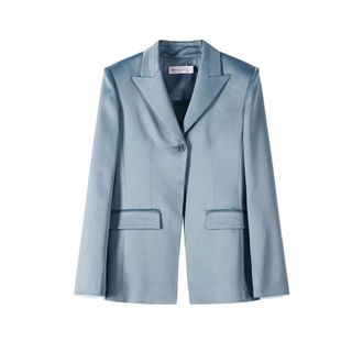 Patrizia Pepe Femme, Vestes, Bleu, Taille: 38 FR Blazer en satin avec d&eacute;coupe