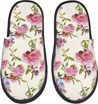 Generic Chaussons Femme Homme Bouquet De Fleurs DOEillets Chaussons DIntérieur Adultes Lavable Chaude Pantoufles, Pour Mariage, Intérieur Extérieur, Fête, M