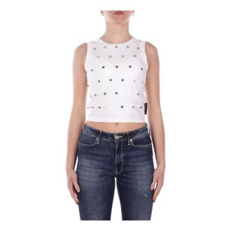 John Richmond Sleeveless Top Metallic Logo - - Tops - Damen - Wei&szlig; - XL